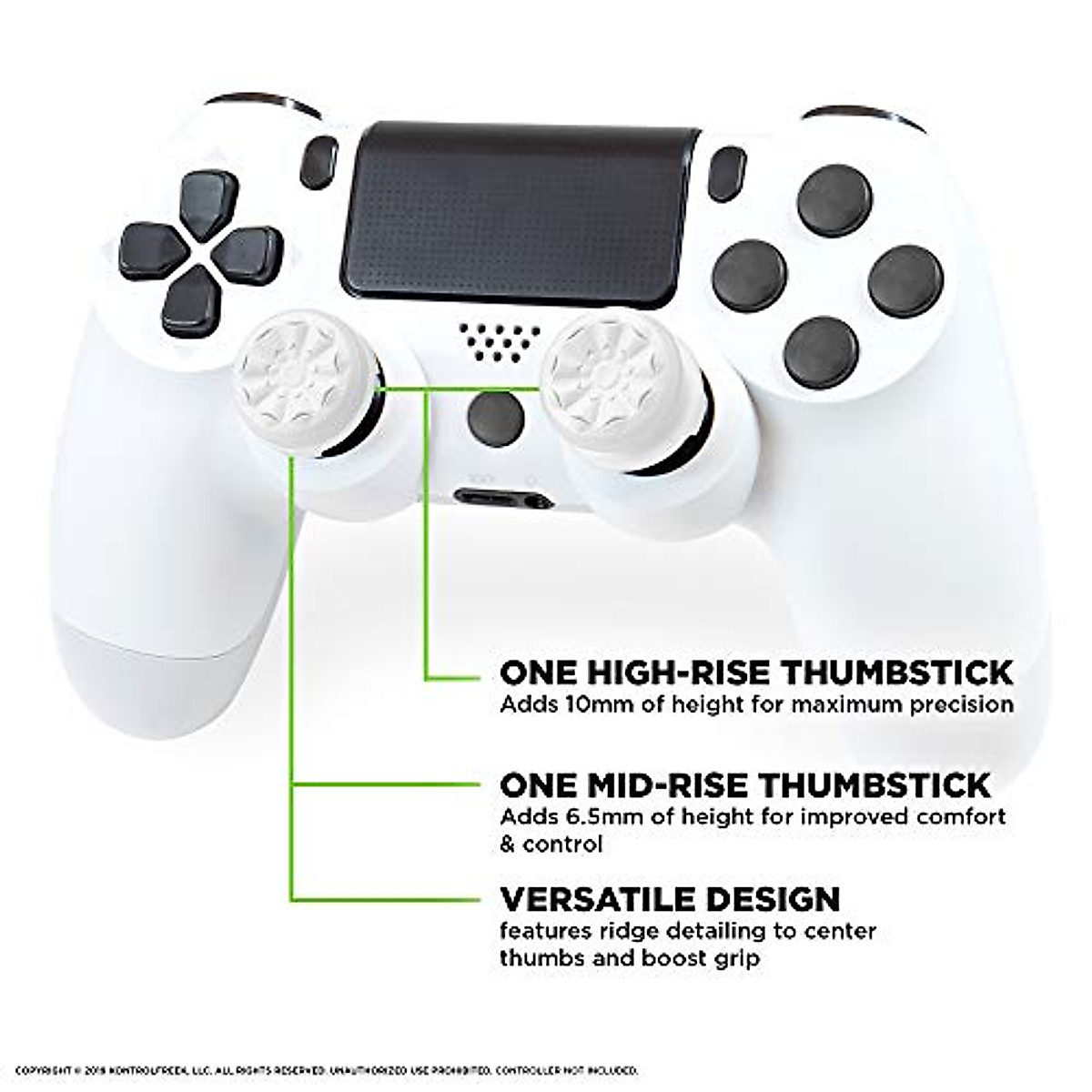 KontrolFreek FPS Freek Galaxy White for Playstation 4 (PS4) and Playstation 5 (PS5) | Performance Thumbsticks | 1 High-Rise, 1 Mid-Rise | White