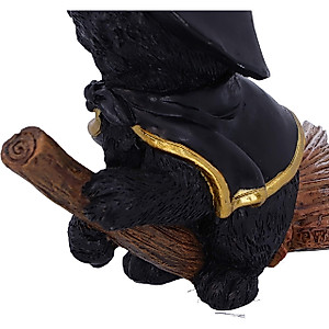 Nemesis Now Tabitha Small Witches Familiar Black Cat and Broomstick Figurine, 11cm