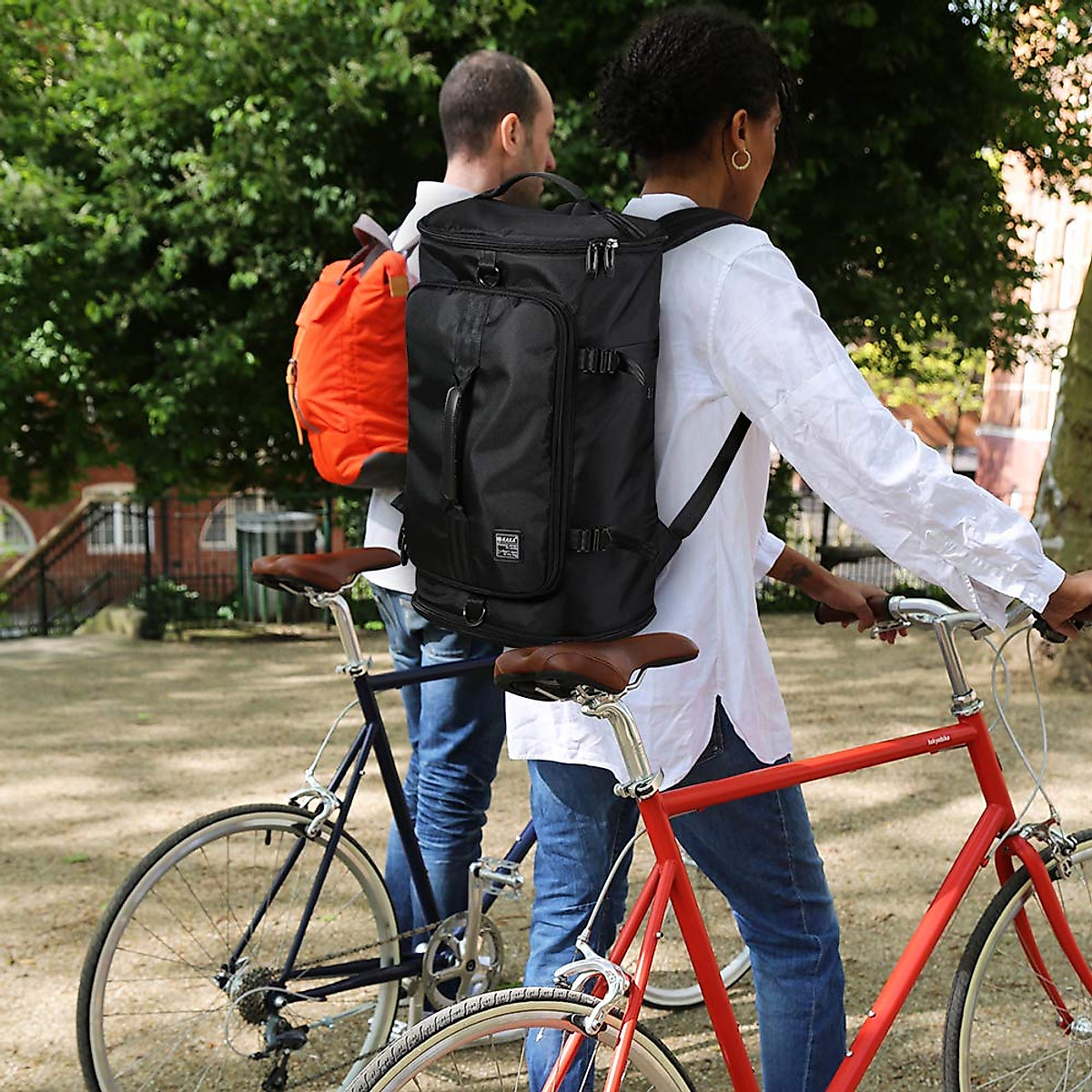 KAKA Travel Duffel Backpack, Outdoor Travel Bag with Shoe Compartment, Laptop Bookbag Weekender Overnight Convertible Bag Water-Resistant College Bookbag Hiking Camping Rucksack for Men and Women (black)