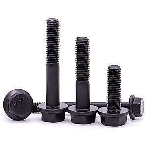 M10-1.5 x 20mm Flanged Hex Bolts Screws, 10.9 Grade Alloy Steel Hexagon Flange Bolts for Machinery Automotive, Black Oxide Finish, Full Thread, 10 PCS