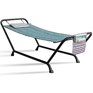 Sorbus Cozy Hammock Bed- Patio Hammock with Stand w/Pillow and Storage Pockets- Heavy Duty 500lbs Support- Durable Outdoor Hammock- For Patio, Garden, Backyard, Poolside- Weather Resistant Outdoor Bed