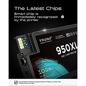 【Upgrade Chip】 950XL 951XL High-Yield Ink Cartridges 5 Combo Pack, Replacement for HP 950 951 XL Ink Cartridges, Works with OfficeJet Pro 8600 8610 8620 8625 Printer (2BK/1C/1M/1Y)