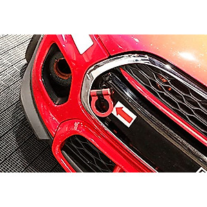 iJDMTOY Red Track Racing Style Tow Hook Ring Compatible with Mini Cooper (Gen1 R50 R51 R52 R53 R55 Gen2 R56 R57 R58 R59), Made of Lightweight Aluminum