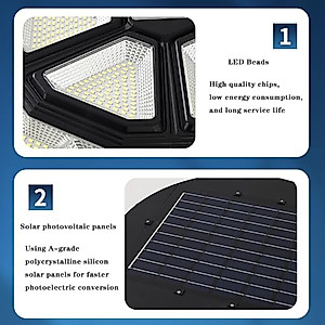 BVFNKQSC Integrated Solar Street Light Circular Outdoor LED Street Light from Dusk to Dawn Waterproof Induction Road Light,500W