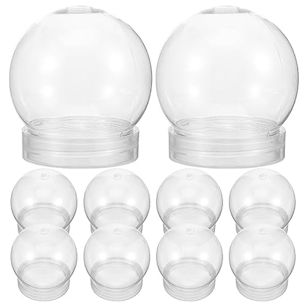 PRETYZOOM 10pcs Christmas Plastic Snow Globe with Screw Off Cap White Base Clear Fillable Water Globe DIY Snow Globes for Holiday Crafts Home Decoration Display Plant 4Inch