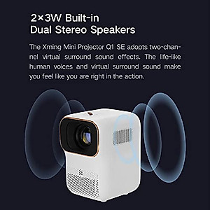 Xming Q1 SE Smart Heyup Boxe Projector, 2023 New Mini 1080P Portable Movie Projector for Livingroom with WiFi and Bluetooth, Video Projector with iOS Android HDMI USB PS4 Xbox and Remote Control