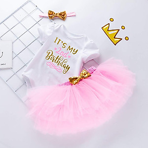 2nd Birthday Outfit Girls Two Year Old Birthday Shirt with Skirt (Pink 2nd,2 T)