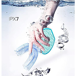 Smiletech Automatic Toothbrush,Sonic Toothbrush, with LED Blue Light 360° U-Shaped Full-Mouth Toothbrush Design, IPX7 Waterproof (White)