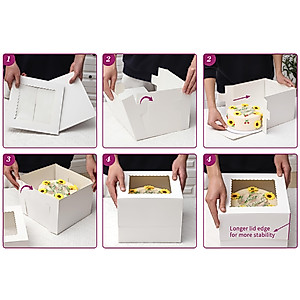 Moretoes 10pcs Cake Boxes 10x10x8 Inches White Bakery Boxes with Window Tall Cake Containers Dessert Cardboard Boxes Cake Carrier for Bundt Cupcakes Pies Donuts