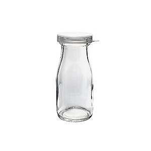 Old Fashioned Heavy Glass Half Pint Milk Bottle, Decanter Cream Server. With Lid (1 pack)