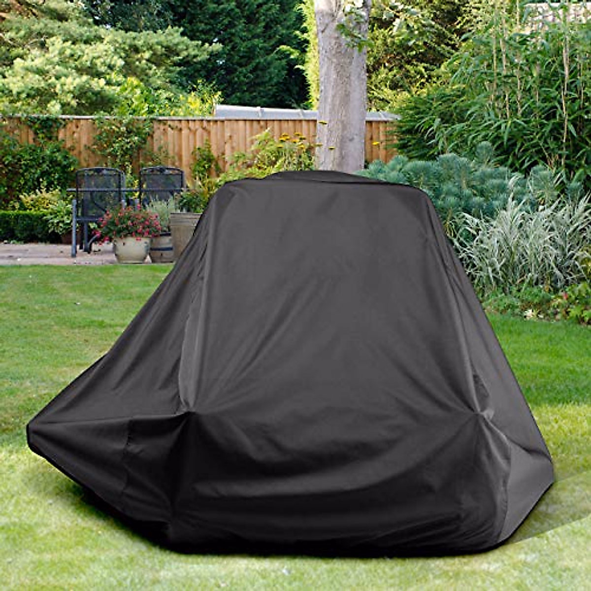 Zero-Turn Mower Cover, Universal Fit Heavy Duty 600D Polyester Oxford, Weatherpoof UV Protection with Windproof Buckle, Drawstring & Cover Storage Bag, Tractor Cover Up to 60" Lawn Mower Decks