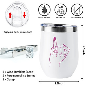 Bridal Gifts for Bride to be Engagement Gift Ideas- Unique 12oz Wine Tumbler, Bachlorette Gifts for Bride, Bridal Wedding Shower Gifts for Wifey, Bride Ring Finger Whiskey Tumbler