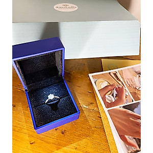 Auroradia Moissanite Diamond Engagement Ring for Women | D Color VVS1 Clarity Round Cut Solitaire Rings Wedding Band | 18K Platinum Sterling Silver | Engagement Ring with Channel Setting | Wedding Engagement and Birthday (7, 1)