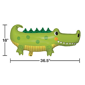 Kids Alligator Birthday Party Supplies Set | Zoo Safari Disposable Paper Plates Napkins Tablecloth and Crocodile Decorations for 24 (85 Pieces)