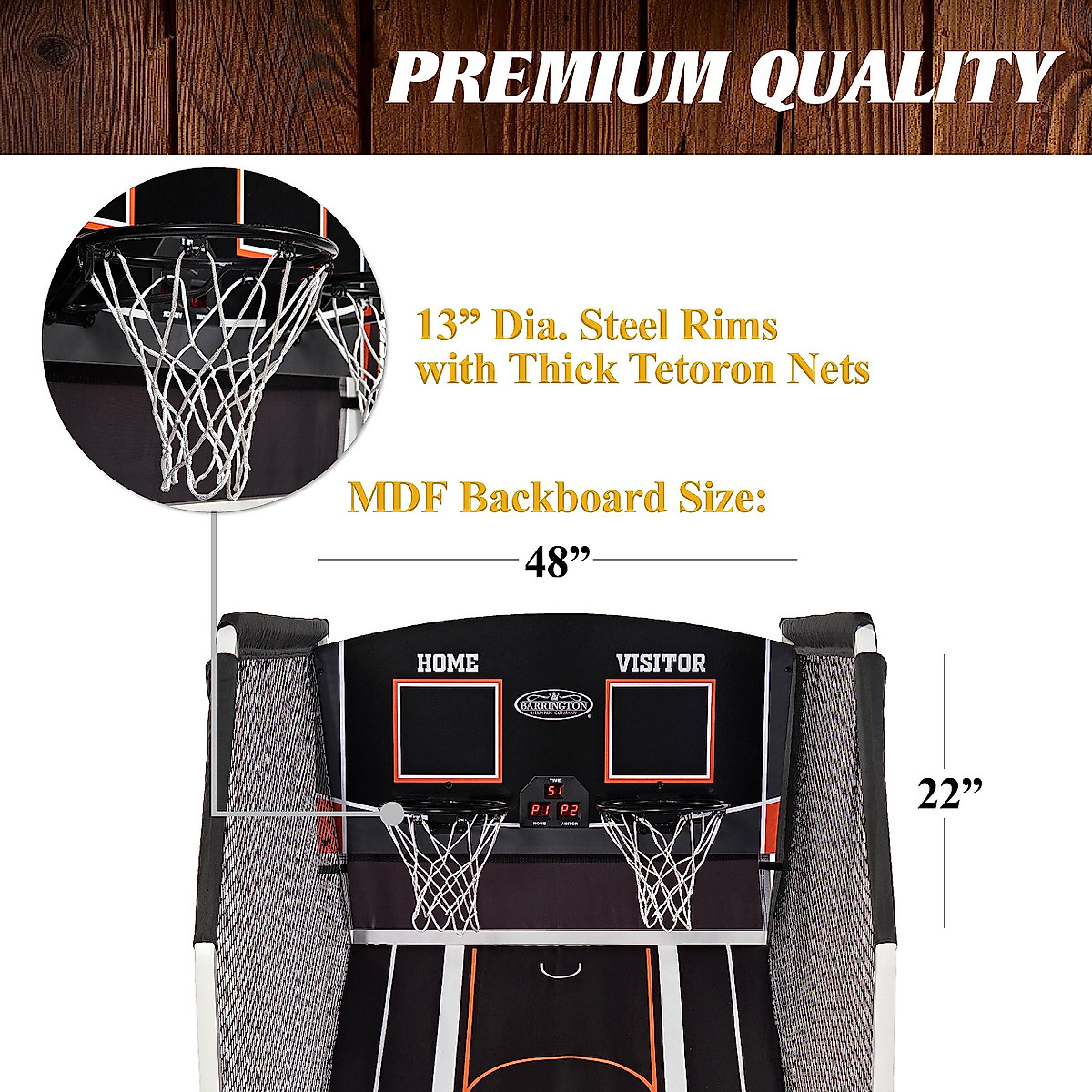 Barrington Billiards Urban Collection Arcade Basketball Game with Electronic Scoring and 7-inch Basketball Set, White