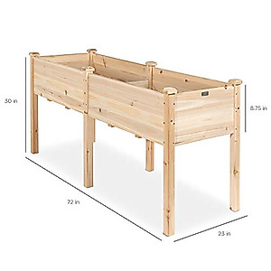 Best Choice Products 72x23x30in Raised Garden Bed, Elevated Wood Planter Box Stand for Backyard, Patio, Balcony w/Divider Panel, 6 Legs, 300lb Capacity - Natural