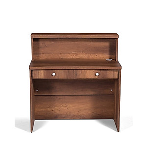 UGOS Mono Walnut Modern Reception Desk w/Transaction Counter | Laminate Desktop | Multifunctional Standing Front Desk for Home, Office, Salon, Spas, and Lobby (40 inch (100 cm))