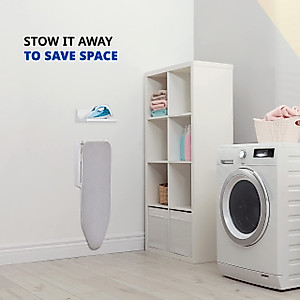 Ivation Wall-Mounted Ironing Board With Storage Shelf, Foldable 36.2” x 12.2”, Fold Down Ironing Station for Home, Apartment &, Easy-Release Lever, Removable Cotton Cover & Dorms, Hardware Included