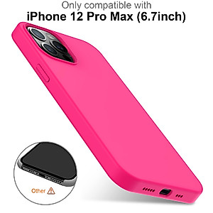 DEENAKIN Compatible with iPhone 12 Pro Max Case with Screen Protector,Soft Silicone Gel Rubber Bumper Cover,Slim Fit Shockproof Protective Phone Case for iPhone 12 Pro Max 6.7" Hot Pink