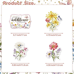 Cocomigo Wildflower Baby Shower Decorations Banner Hanging Swirls, 17pcs Floral Baby Shower Decorations for A Little Wildflower is on Her Way Baby Shower, Flower Baby Shower Decorations Rose Gold