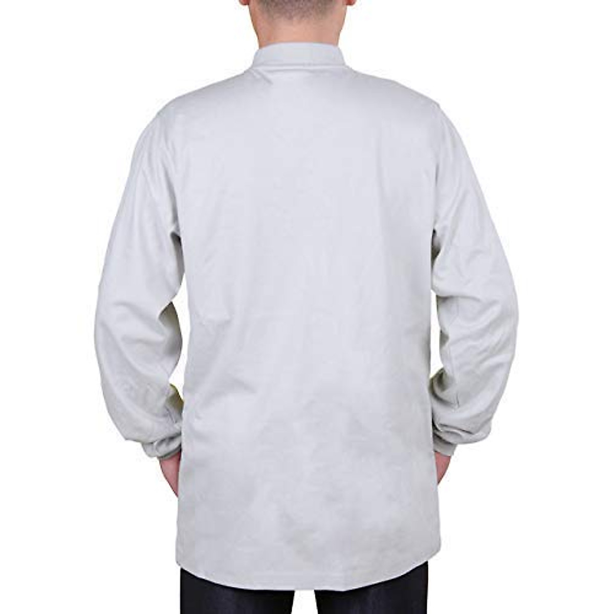 Fire Resistant Cotton Long Sleeve Henley – FR T-Shirt - Welding Shirt Light Grey