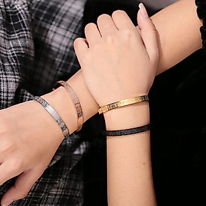 Qitian Islamic Jewelry Gifts for Women Allah Gold Bangles Bracelets Ayatul Kursi Arabic Cuff Bracelet for Women Men Islam Eid Ramadan Gifts （Gold-Thick ）