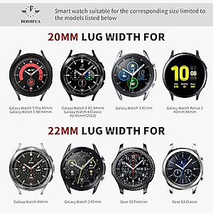 BOSHIYA Quick Release Watch band, Universal Stainless Steel Watch strap 18mm, 20mm, 22mm or 24mm, Fits Samsung Galaxy Watch 6/5/4/3,G-armin Watch,Huawei Watch for Men Women，Silver Black