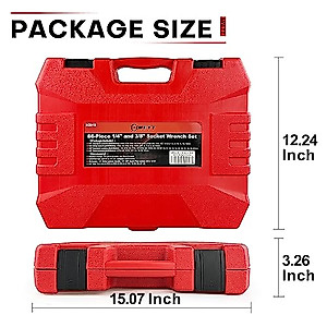 WETT 1/4" and 3/8" Drive Socket Set, 86-Piece Socket Wrench Set with Quick-Release Ratchet, Extention Bar, Adapter, 1/4" Bits, CR-V Steel, Metric/SAE, Deep/Shallow, Mirror Chrome Finish