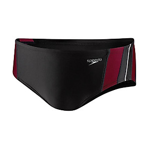 Speedo 8051203 Mens Rapid Spliced Male Brief, Maroon/Black, 22