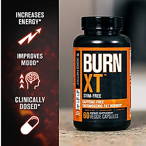 Jacked Factory Burn-XT Stim Free, Caffeine Free Weight Loss Supplement - Fat Burner and Appetite Suppressant for Weight Loss with Green Tea Extract, Capsimax, & More - 60 Diet Pills