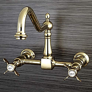 Kingston Brass KS1242BEX Essex Bridge Kitchen Faucet, Polished Brass