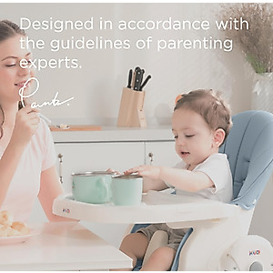 KÜB 3-in-1 Foldable Baby High Chair (Blue) | Multifunctional Infant HighChair for Babies & Toddlers | Removable Seat & Tray for Easy Clean | 7 Height & 4 Recline Adjustable | 2 Locking Wheels | Safe