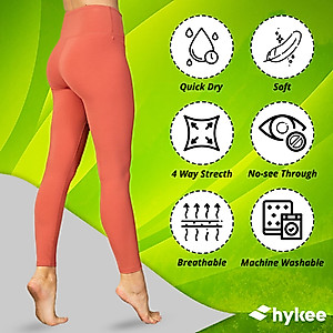 HYKEE Buttery Soft Leggings for Women - Yoga Pants - Coral - High Waisted Tummy Control Leggings for Women (Rustic Coral, Medium)