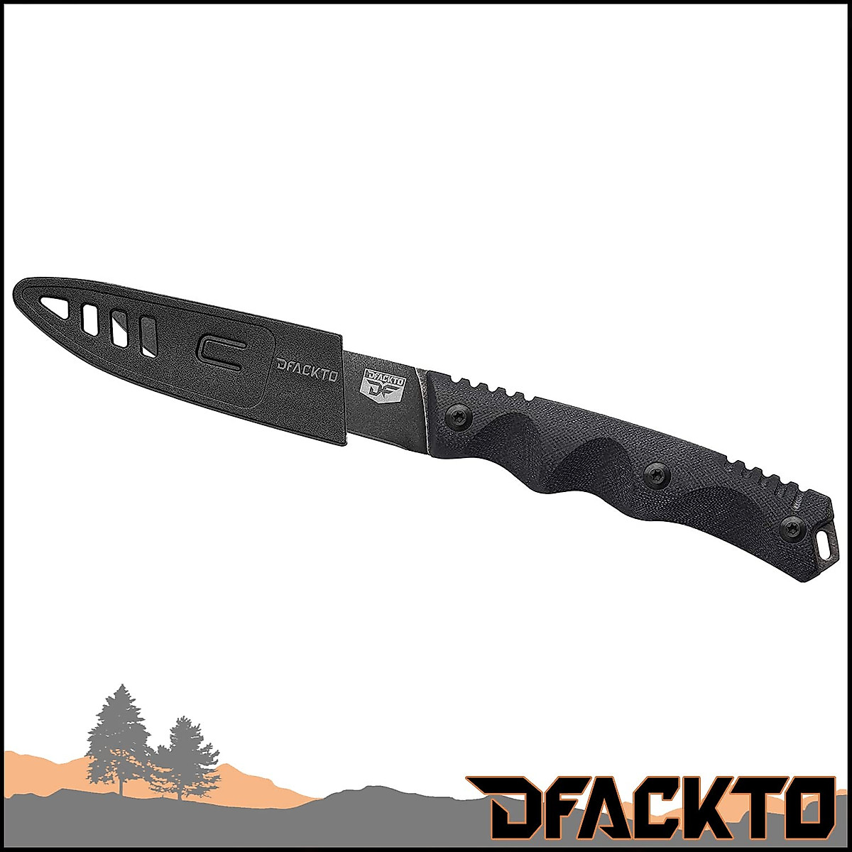 DFACKTO Interceptor 3.5 Inch Paring Knife for Kitchen and Camping, Stonewashed High Carbon Stainless Steel, Tactical G10 Handle, Black, BBQ, Cooking Utensil for Travel