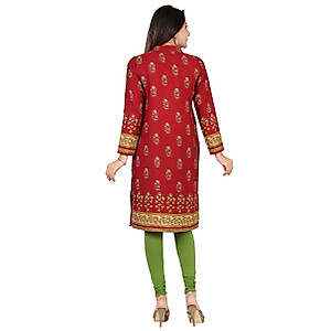 Indian Kurtas for Women Long Kurti Tunic Tops (Maroon, 4XL)