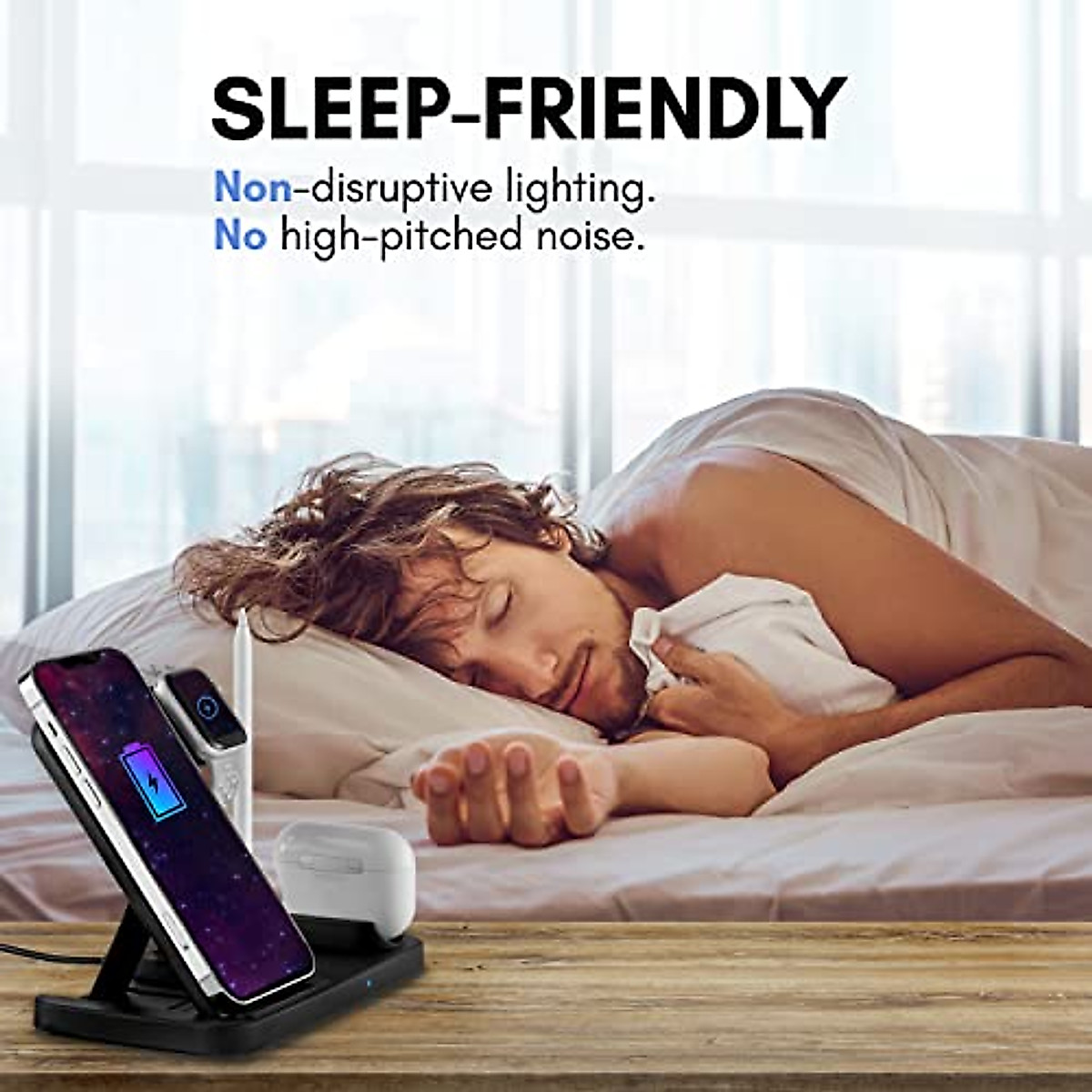 C&Berg 4 in 1 Charging Station Apple, 15W Fast Charger Portable Dock Stand, Compatible w/Qi-Certified Devices, iPhone 13/13 Pro/12/12 Pro/SE/11/X NoteS8/9/10, iWatch, Airpods & Apple Pencil 3 in 1