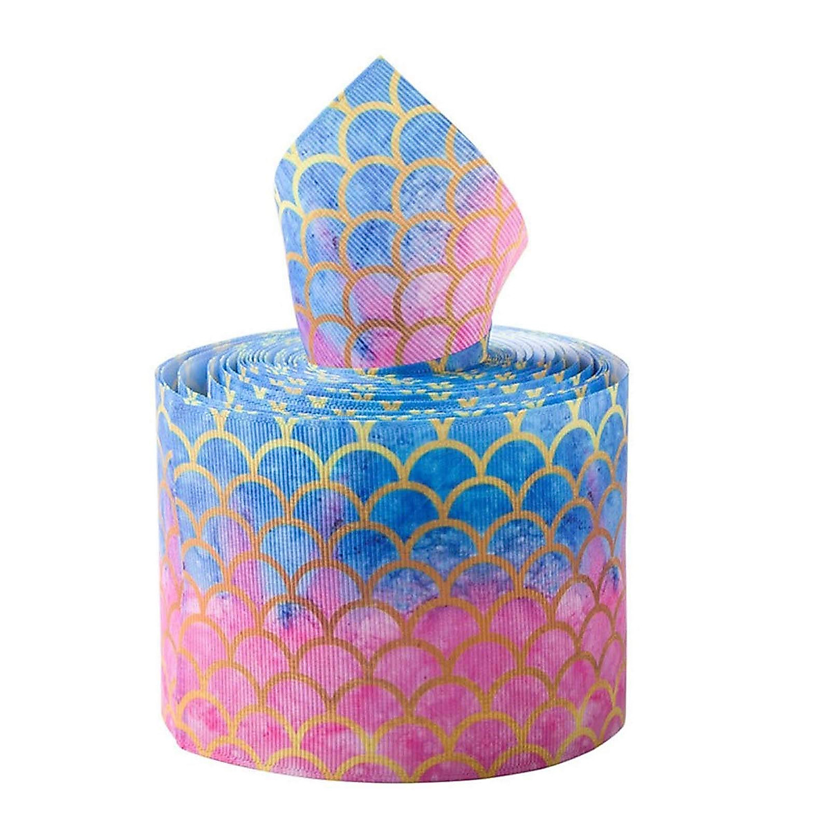 Fish Scale Ribbon Thread Trim DIY Art Crafts Gift Wrapping Ribbon Decoration for Headband Hair Clips Bow Gift Wrap Summer Sea Themed Party Suppliers