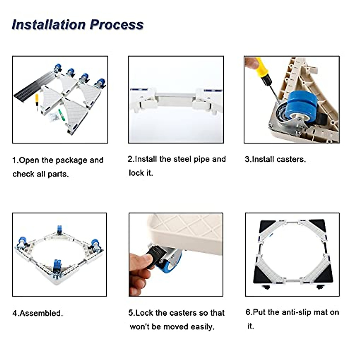 Erfo Multi Functional Movable Stand, Size Adjustable Base, Telescopic Furniture Dolly Roller with 4 Locking Rubber Wheel Caster for Washing Machine, Refrigerator and Dryer