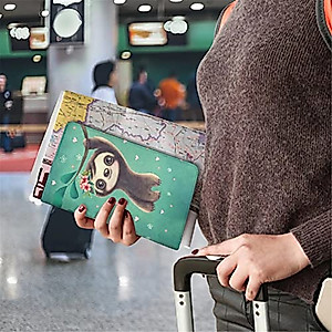 SEANATIVE Automobile Documents Paperwork Wallet Case Organizer for Driver License Key Contact Information Cards with 5 Clear Pouch,Cute Baby Sloth Print