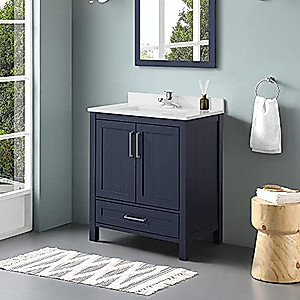 Ove Decors Kansas 30 in. Single Sink Bathroom Cultured Marble Countertop Vanity, 30 inches, in Midnight Blue