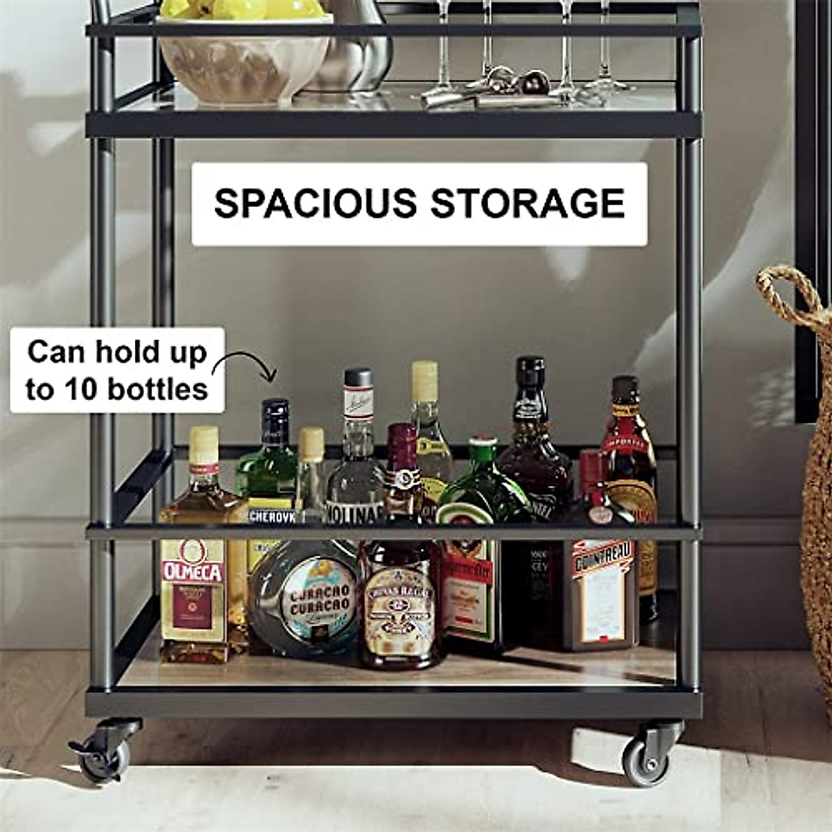 JYDQM Kitchen Trolley 3/4 Tier Bedroom Snacks Cart Bathroom Storage Rack with Wheels Househlod Standing Shelf