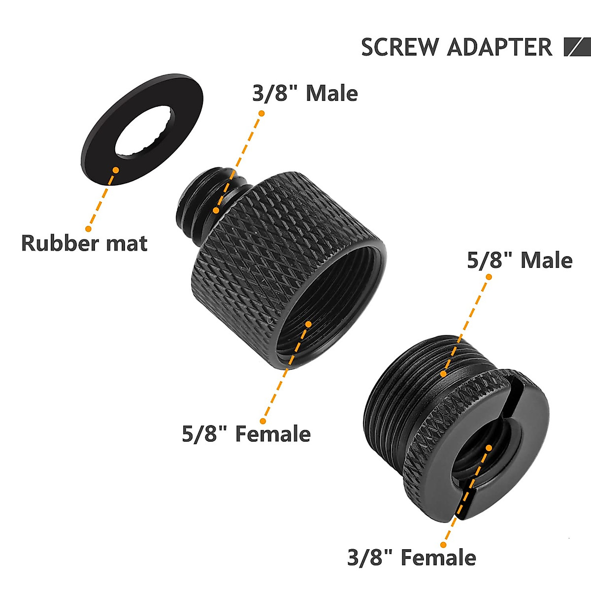 12 Pieces Mic Stand Adapter, Mic Thread Screw Adapter 5/8 Female to 3/8 Male and 3/8 Female to 5/8 Male, 5/8 Female to 1/4 Male and 1/4 Female to 5/8 Male with Rubber Pad for Microphone Stand