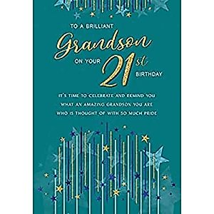Regal Publishing Modern Milestone Age Birthday Card 21st Grandson - 9 x 6 inches -