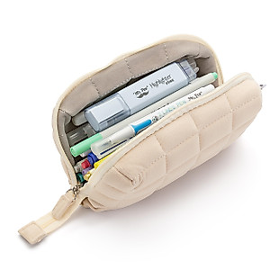 Mr. Pen- Large Capacity Pillow Pencil Case, Beige Pencil Pouch, Pencil Bag, Pen Case, Pen Pouch, Pen Bag, Pencil Pouches, Pencil Bags, School Pencil Case, College Pencil Case, Makeup Pouch