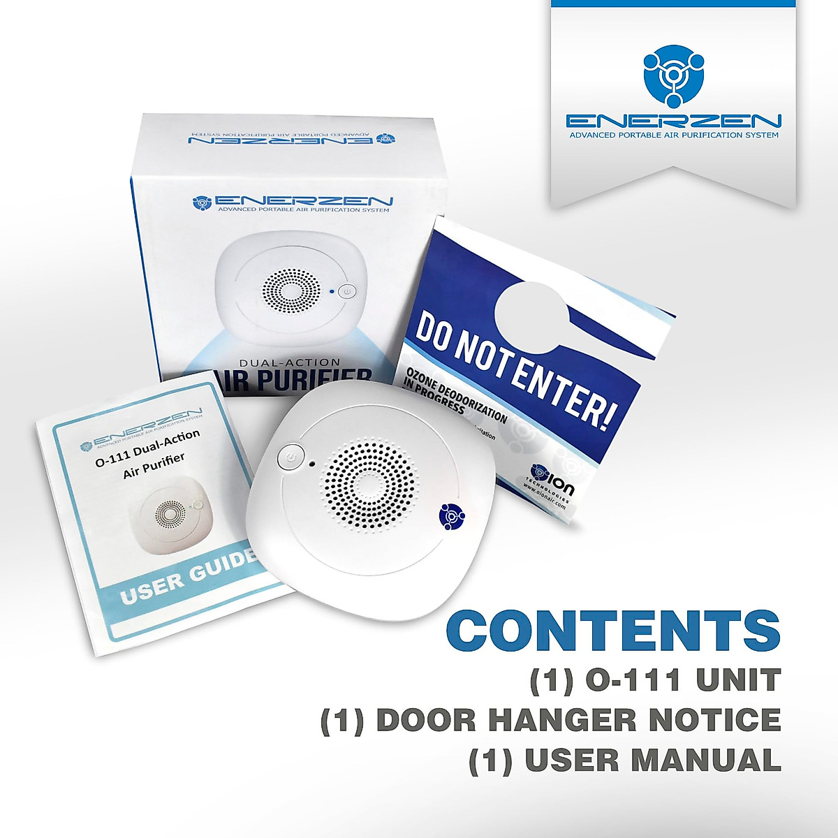 Enerzen O-111 Negative Ion and 50mg/h Ozone Generator - High Output Wall Plug In Travel Air Ionizer Deodorizer - Bathroom Pet Hair Odor Allergies Smoke Eliminator