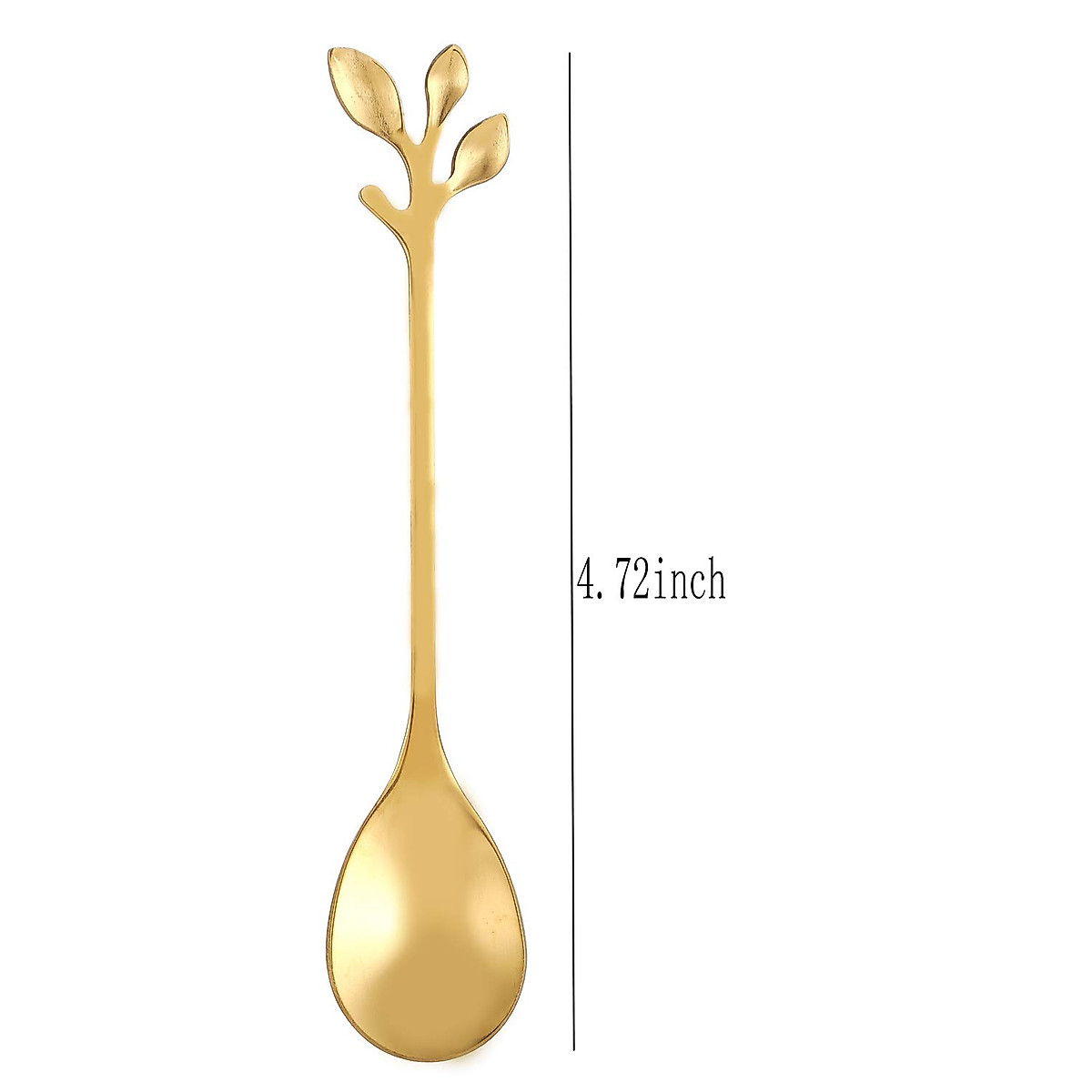 6pcs Stainless Steel Gold Leaf Coffee Spoon Creative Tableware Dessert Spoons,Tea Sugar Spoons Spoon Set for Ice Cream or Cake, Tea Spoon Set (Gold, 6)