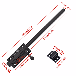 12in Slide Bolt Gate Latch 304 Stainless Steel Barrel Bolt Latch Heavy Duty Door Security Lock Thickened Door Latches Hardware with Mounting Screws for Barn Fence Shed Basement
