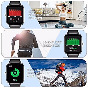 Smart Watch for Men Women 2022, 1.69" inch Fitness Tracker Watch Sport Smartwatch with Heart Rate and Sleep Monitor, IP68 Waterproof Calorie/Step Counter Activity Tracker/Smart Tracker for Android iOS