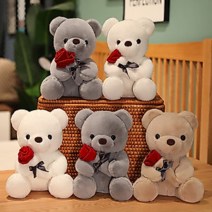 SHAFISH 13.7in Cute Plush Teddy Bear Stuffed Animal Teddy Bear Plush Doll Toy Gift for Children, Decoration for Party (White, 35cm/13.7in)
