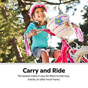 Schwinn Bike Basket for Kids With Light-Up Flowers, Front Handlebar, Bicycle Accessories for Boys and Girls, Fits Most Bikes